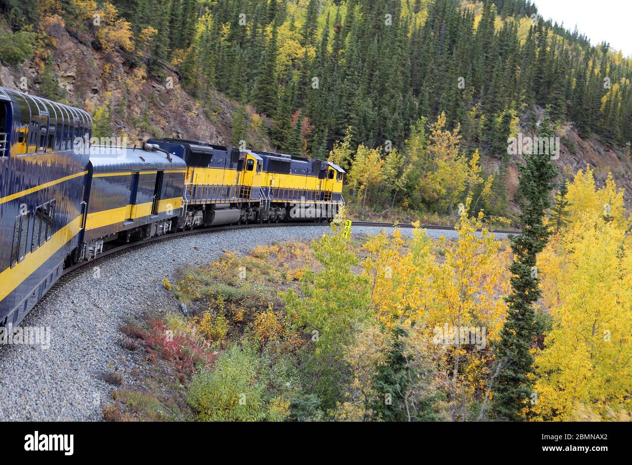 Alaska, Train ride in autumn landscape Stock Photo - Alamy