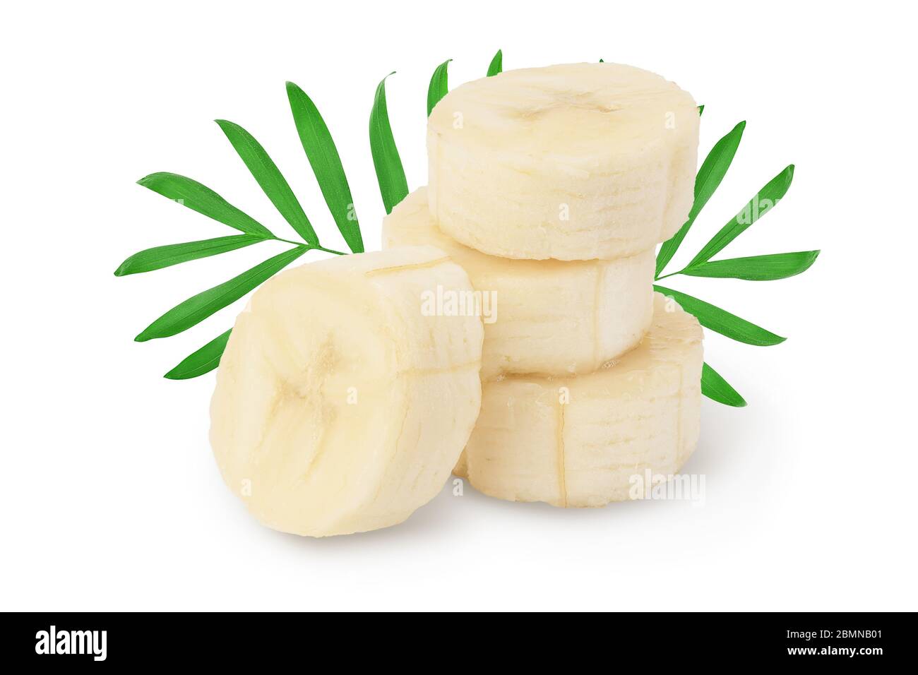 banana pieces isolated on white background with clipping path and full ...