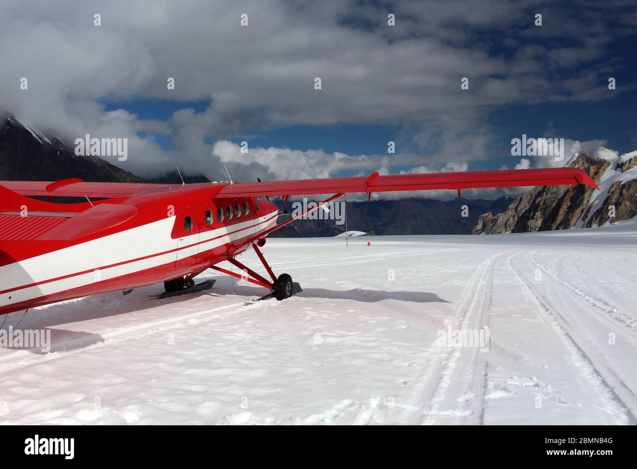 Alaska, Glacier landing at Don Sheldon Amphitheater in Denali National ...