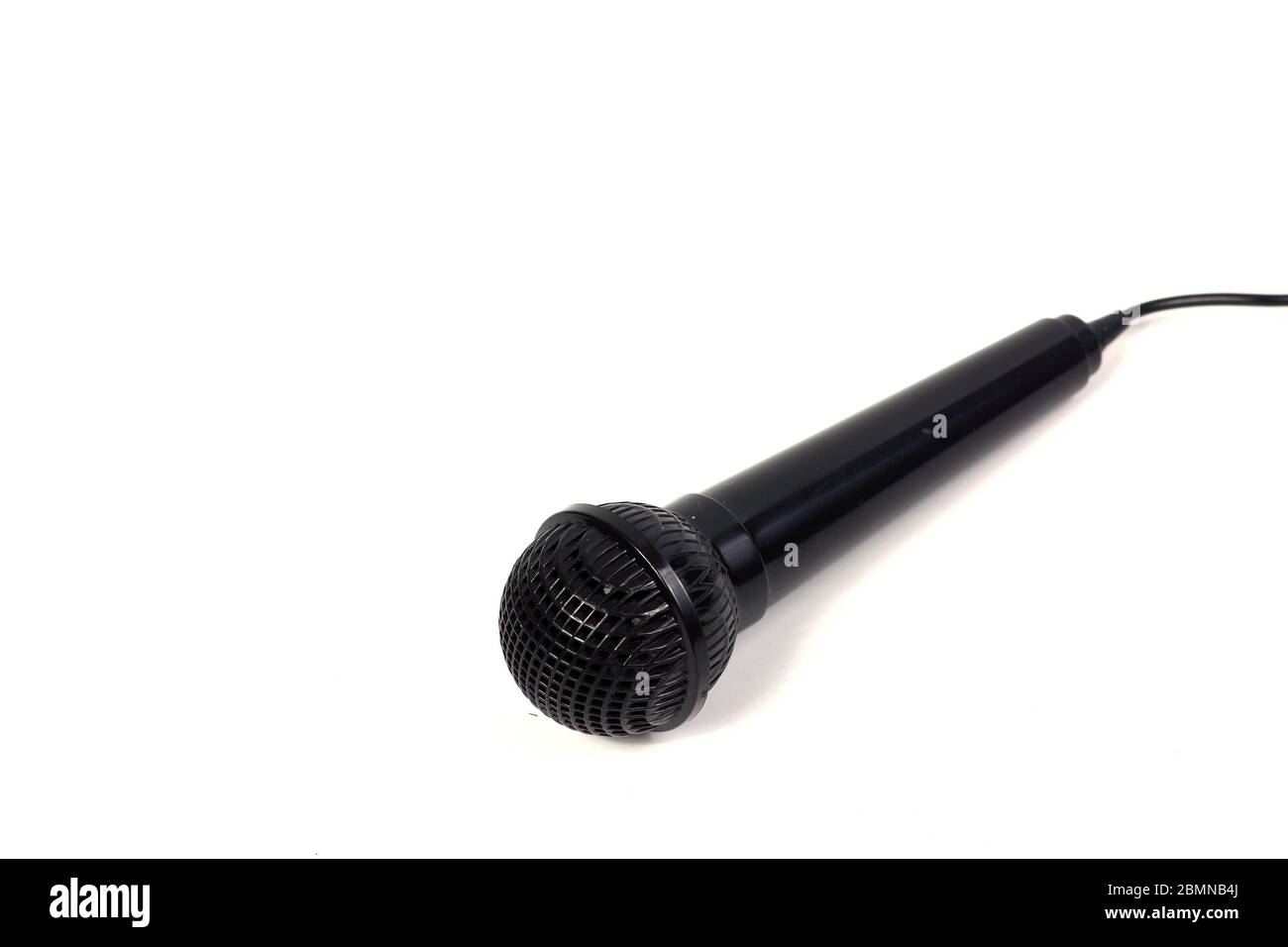 microphone isolated on white background flat lay. Image contains copy ...