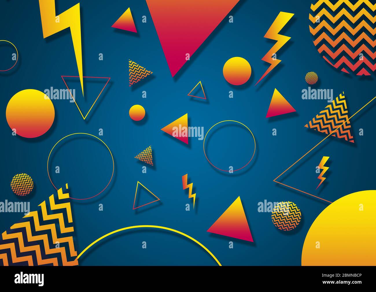 A turquoise, orange and yellow retro vaporwave 90's style random ...