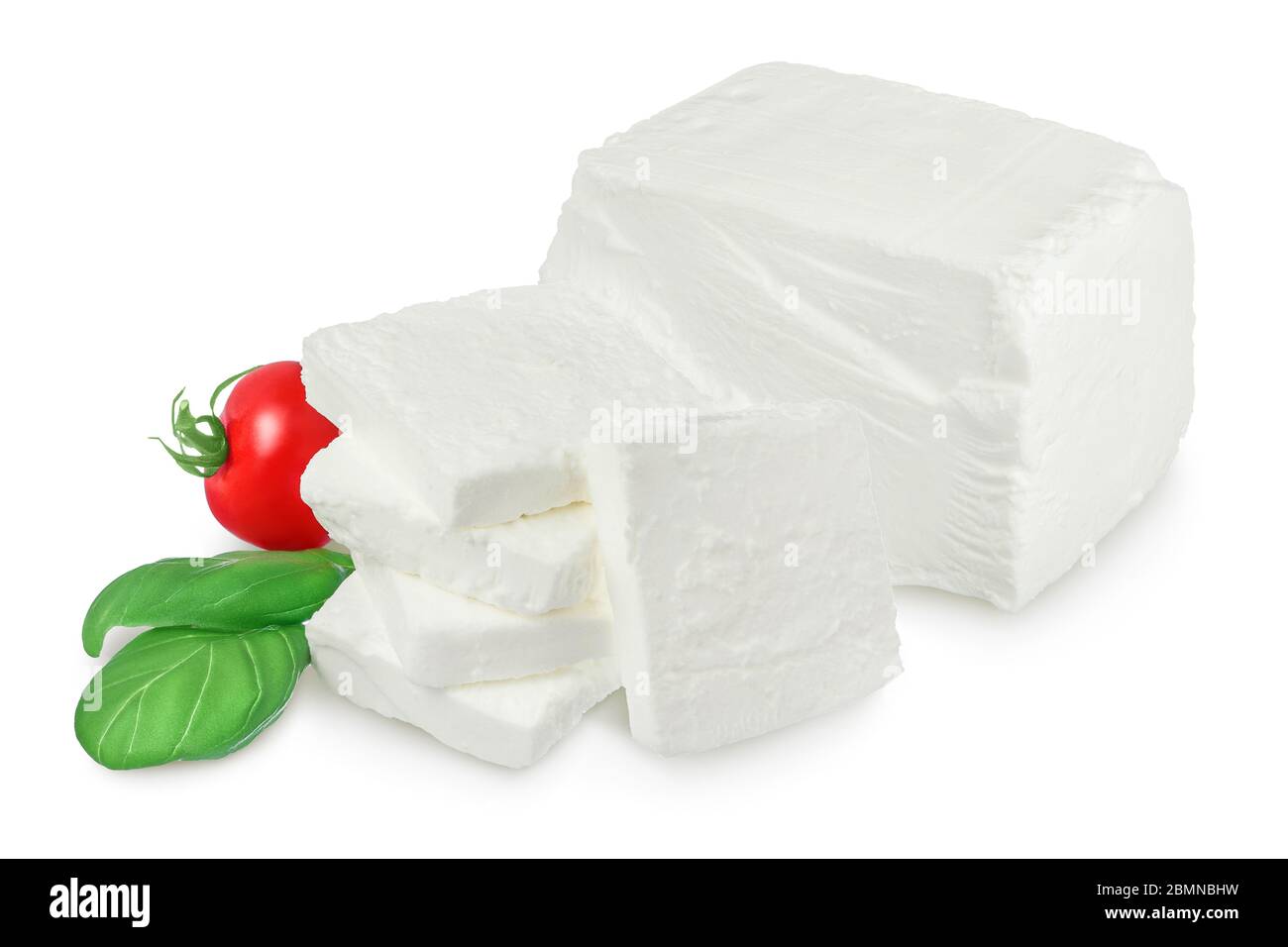 Feta cheese isolated on white background. With clipping path and full ...