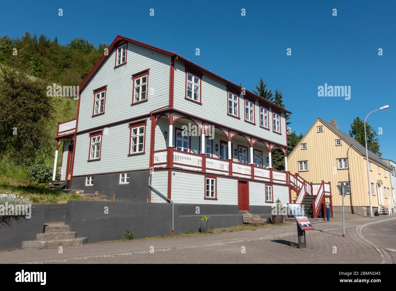 Historic house from 1900 on Aðalstræti, Akureyri, on the Eyjafjörður ...
