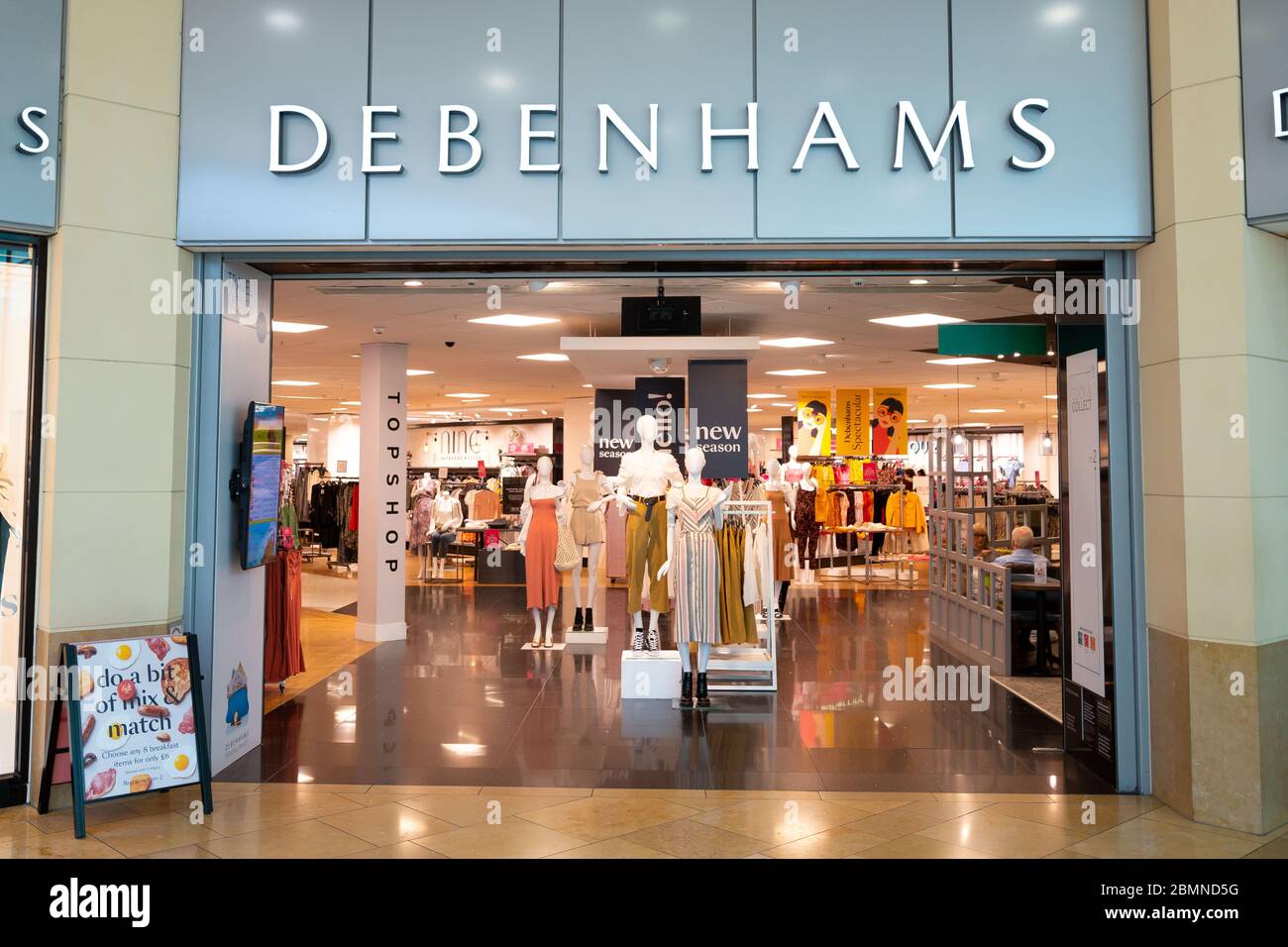 A Debenhams store sign in Cardiff, Wales, UK Stock Photo - Alamy