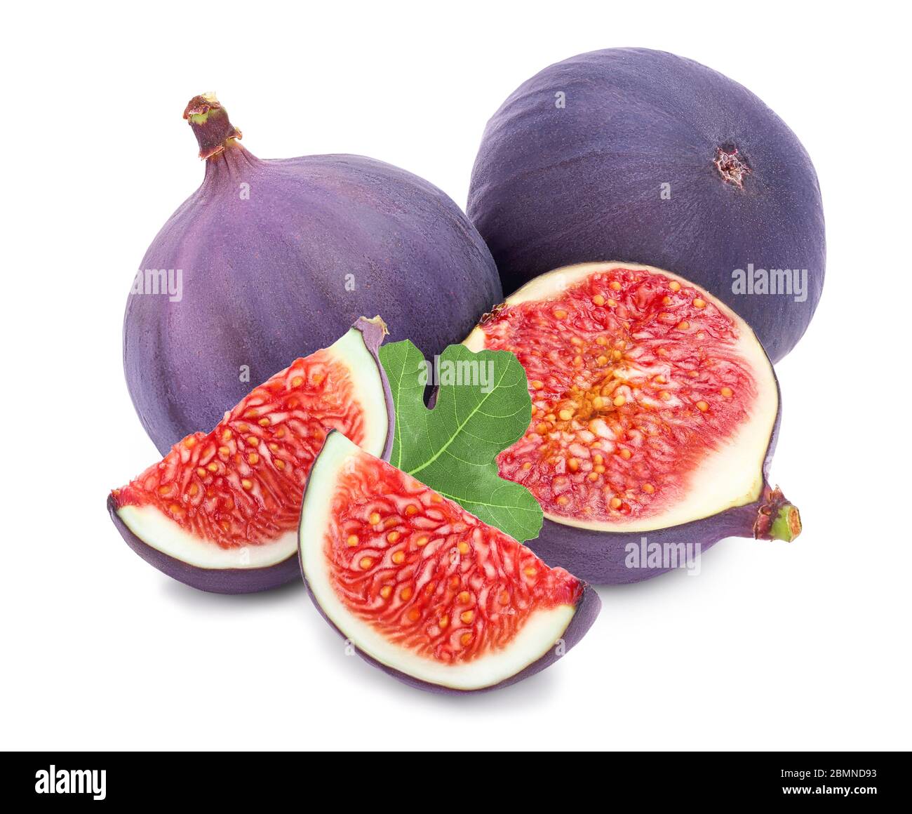 Fresh fig fruit and half isolated on white background Stock Photo - Alamy