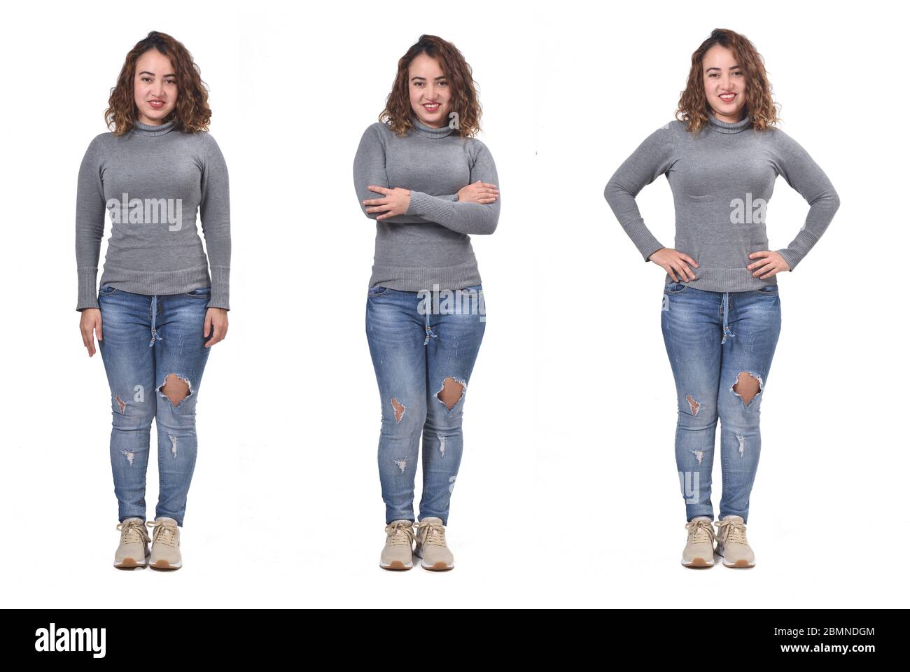 Woman poses for the camera Cut Out Stock Images & Pictures - Alamy