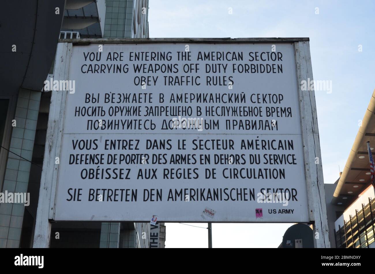 Information board for crossing the border between West Berlin and East ...