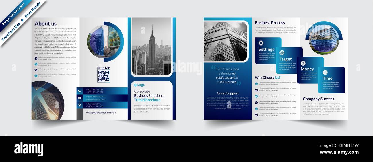 Corporate Blue Gradient Trifold Brochure Design Template Stock Photo ...