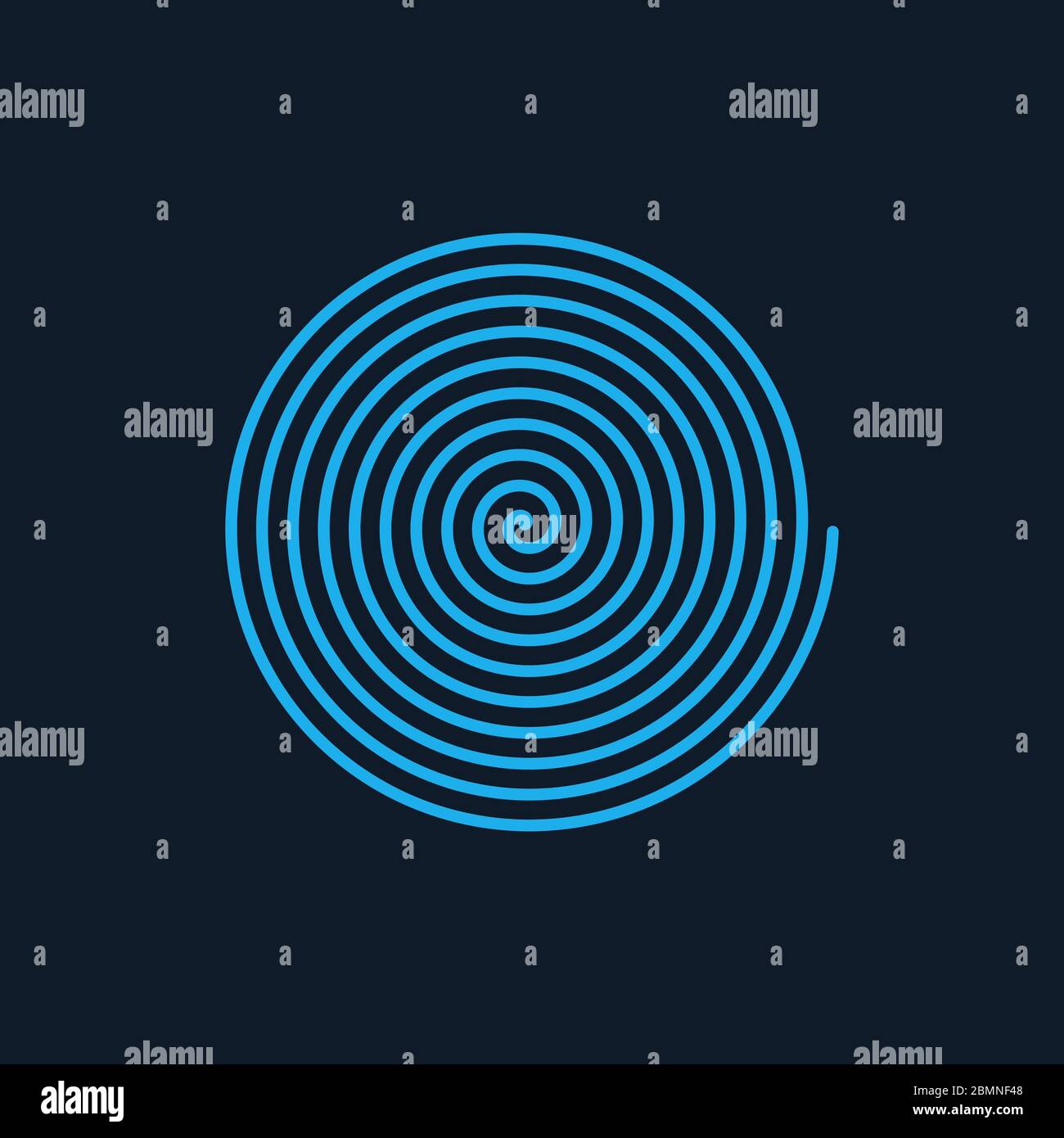 Blue linear spiral. Archimedean spiral. Isolated illustration on white ...