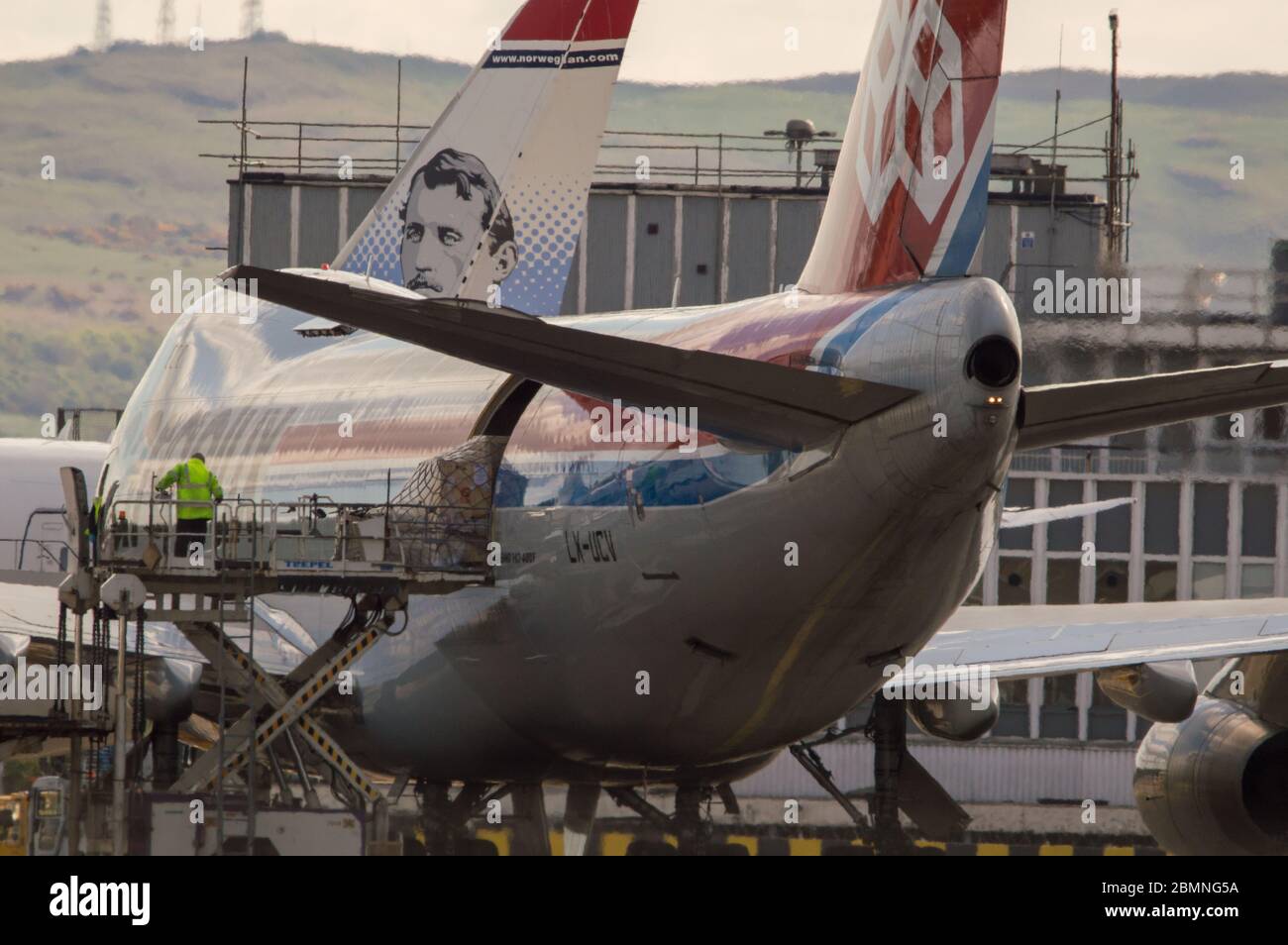 Prestwick, UK. 10th May, 2020. Pictured: A Cargolux Boeing 747-800 ...