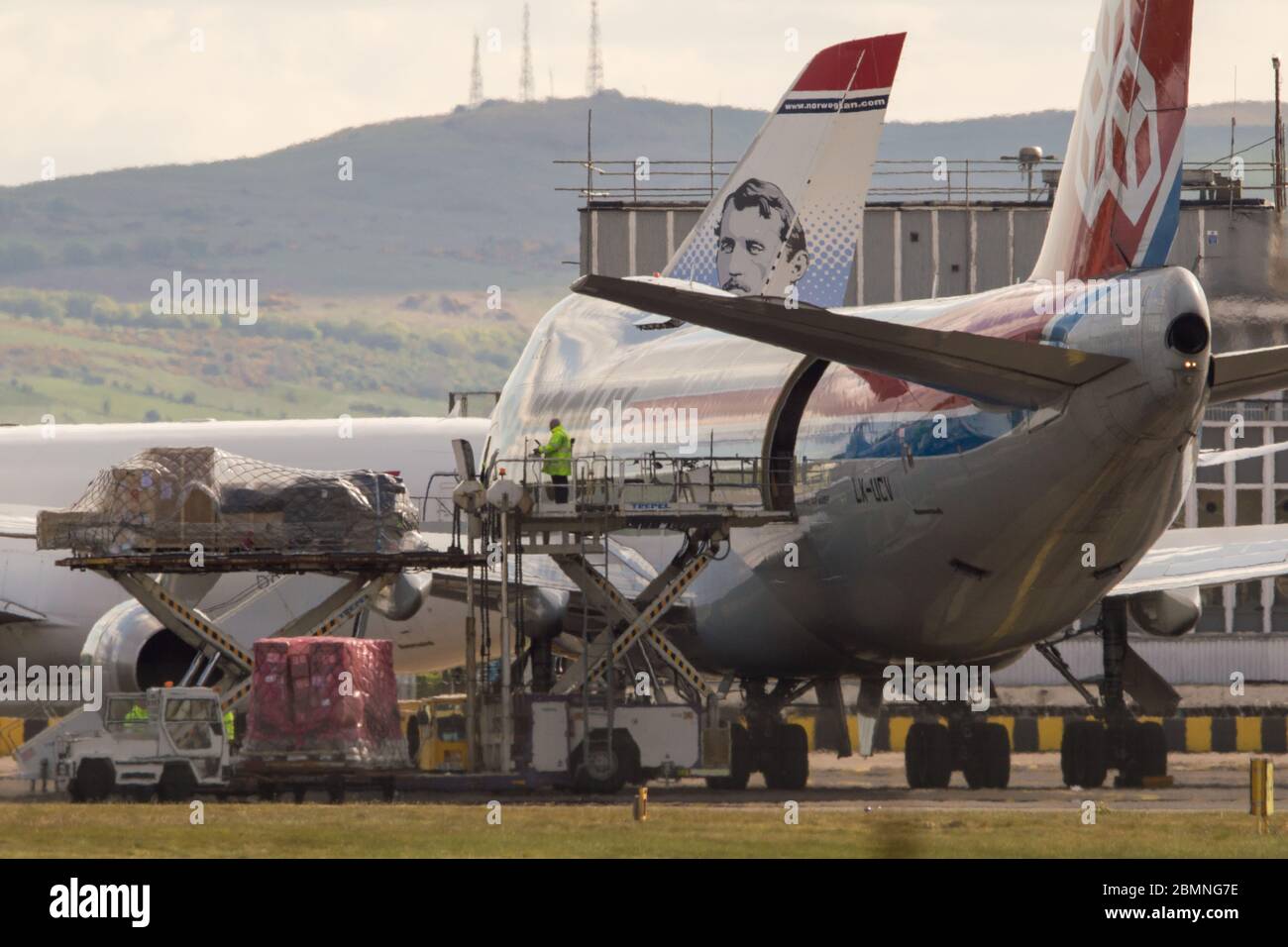 Prestwick, UK. 10th May, 2020. Pictured: A Cargolux Boeing 747-800 ...