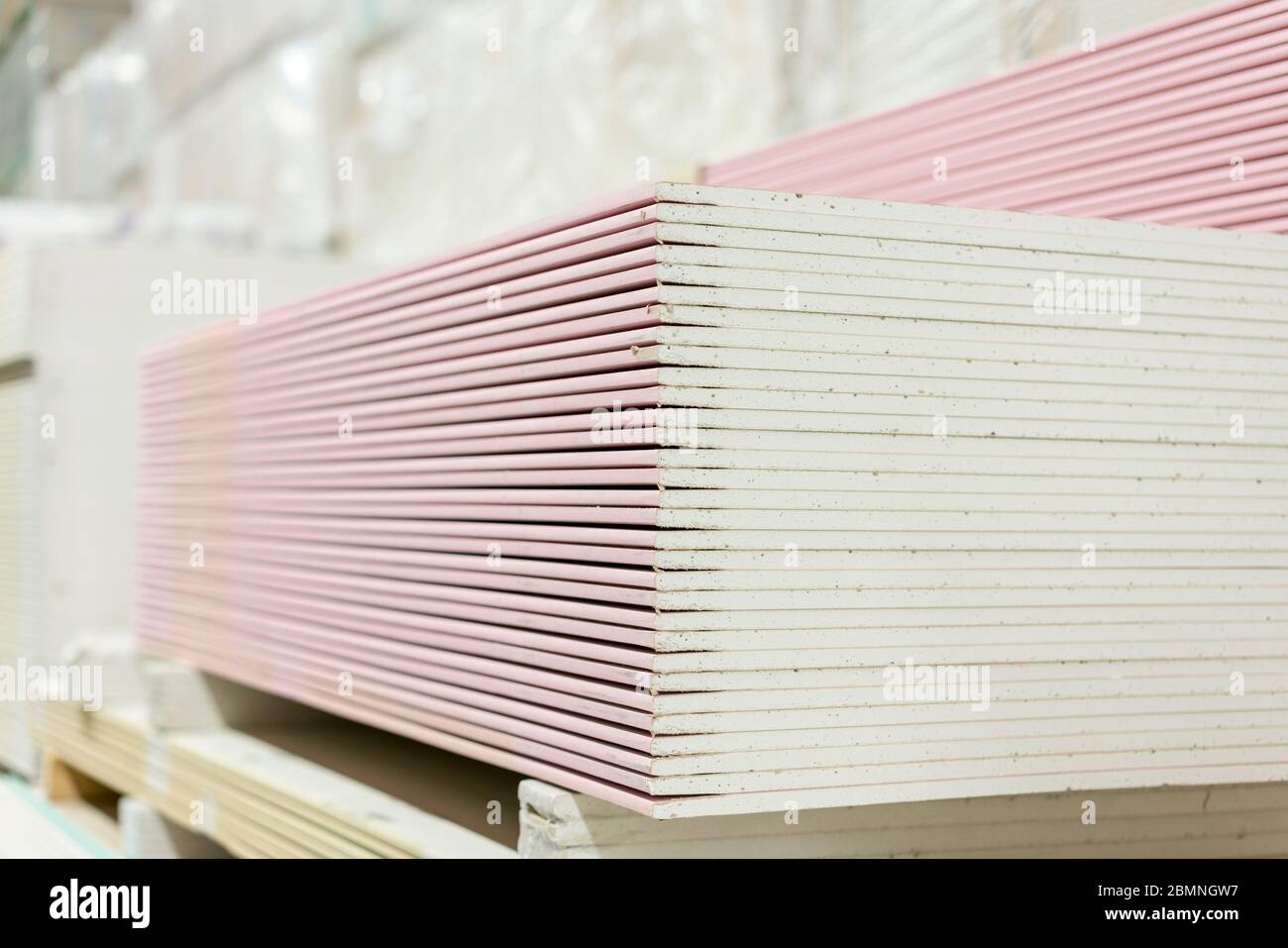 Drywall in a hardware store. Drywall sheets for repair and construction ...