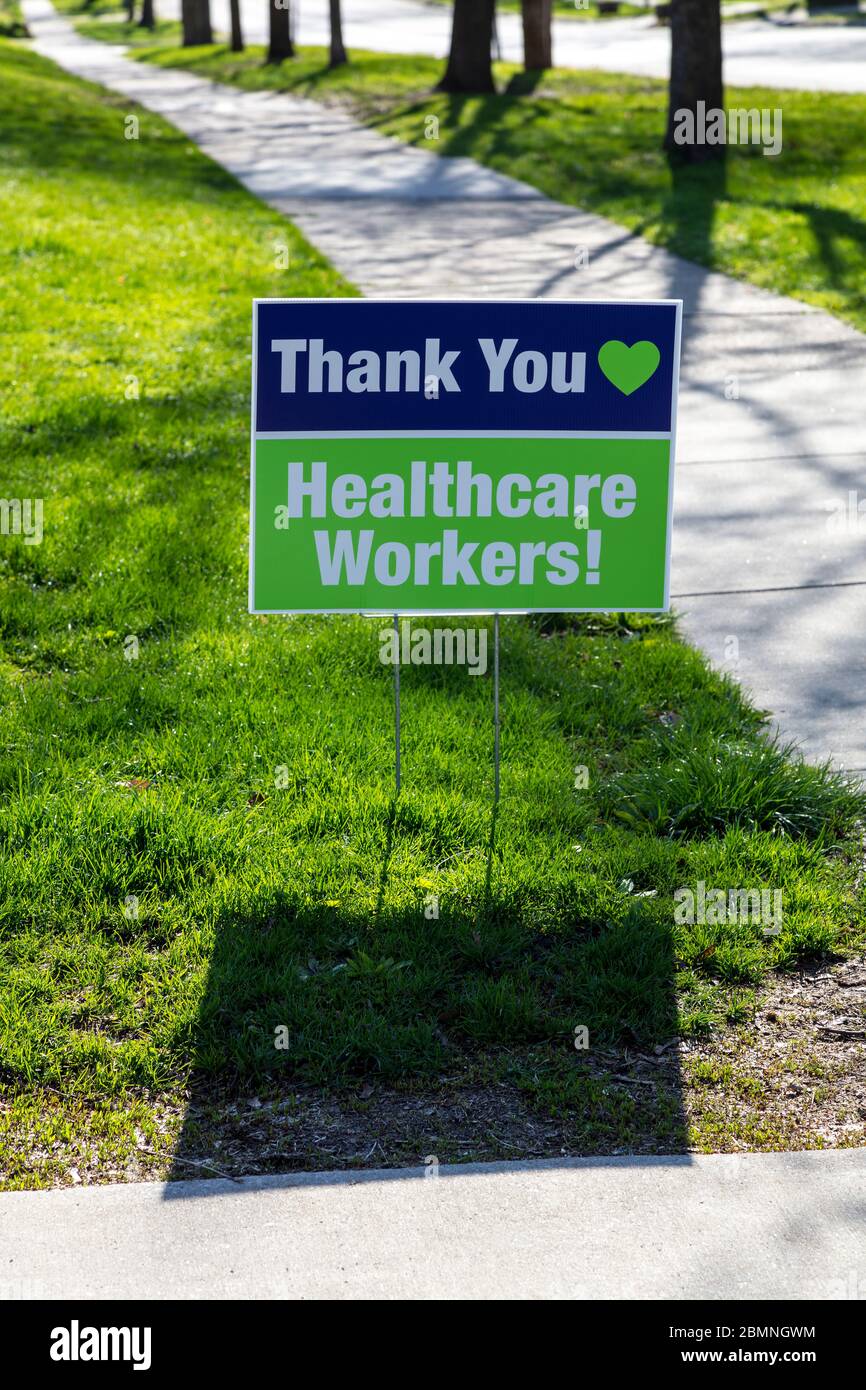 Sign, thanking Healthcare workers, by James D Coppinger/Dembinsky Photo ...