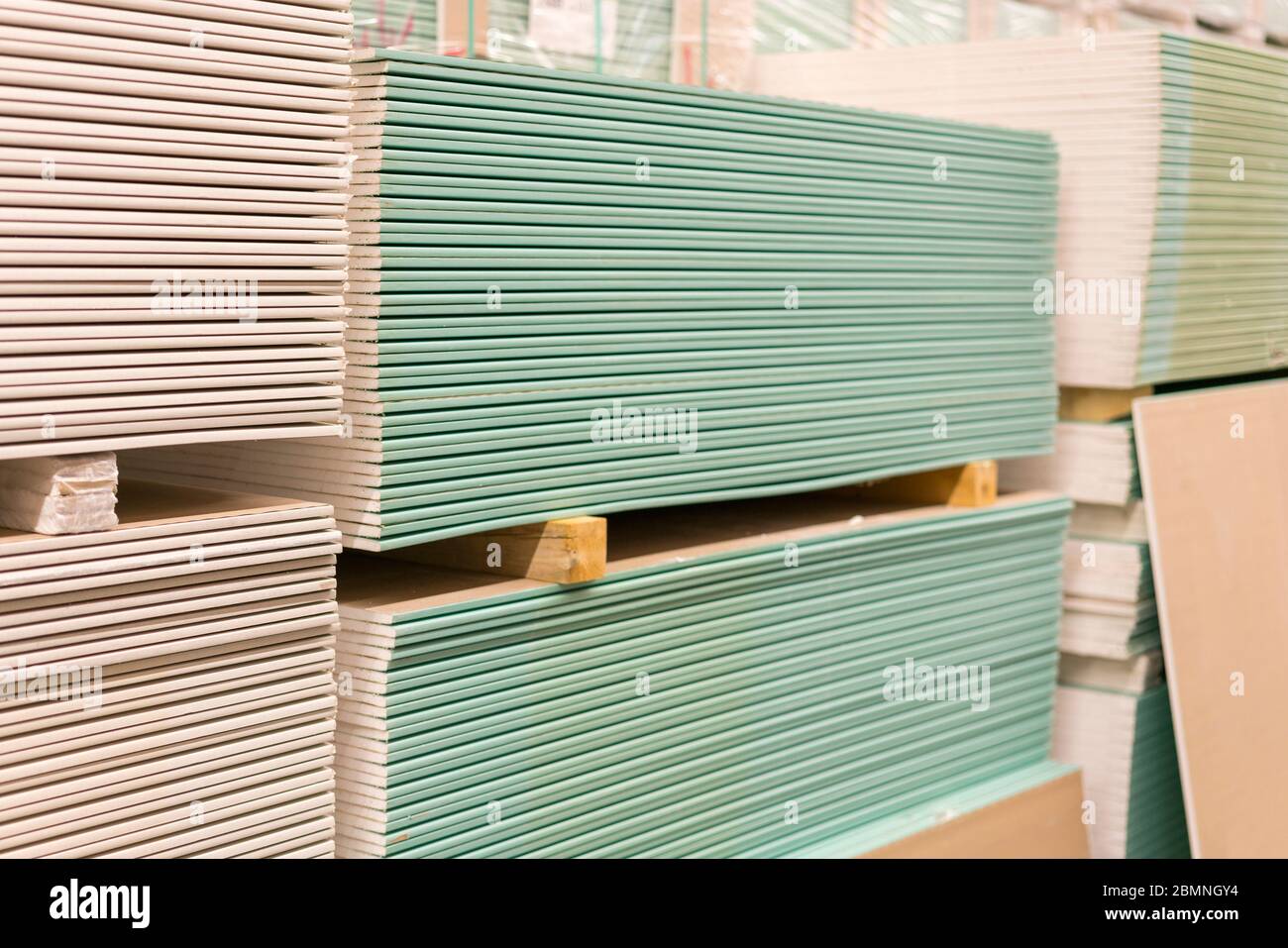 Drywall in a hardware store. Drywall sheets for repair and construction ...