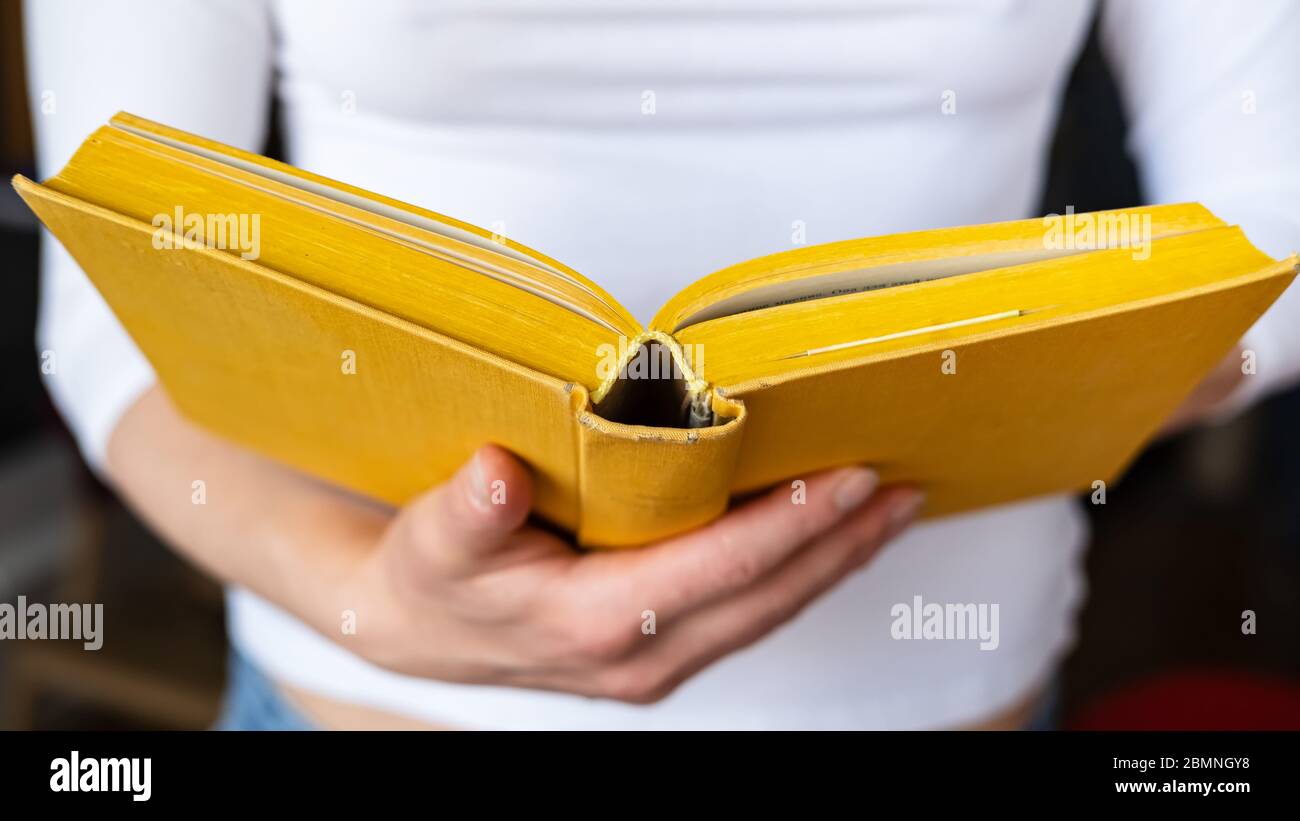 Open thick old book hi-res stock photography and images - Alamy
