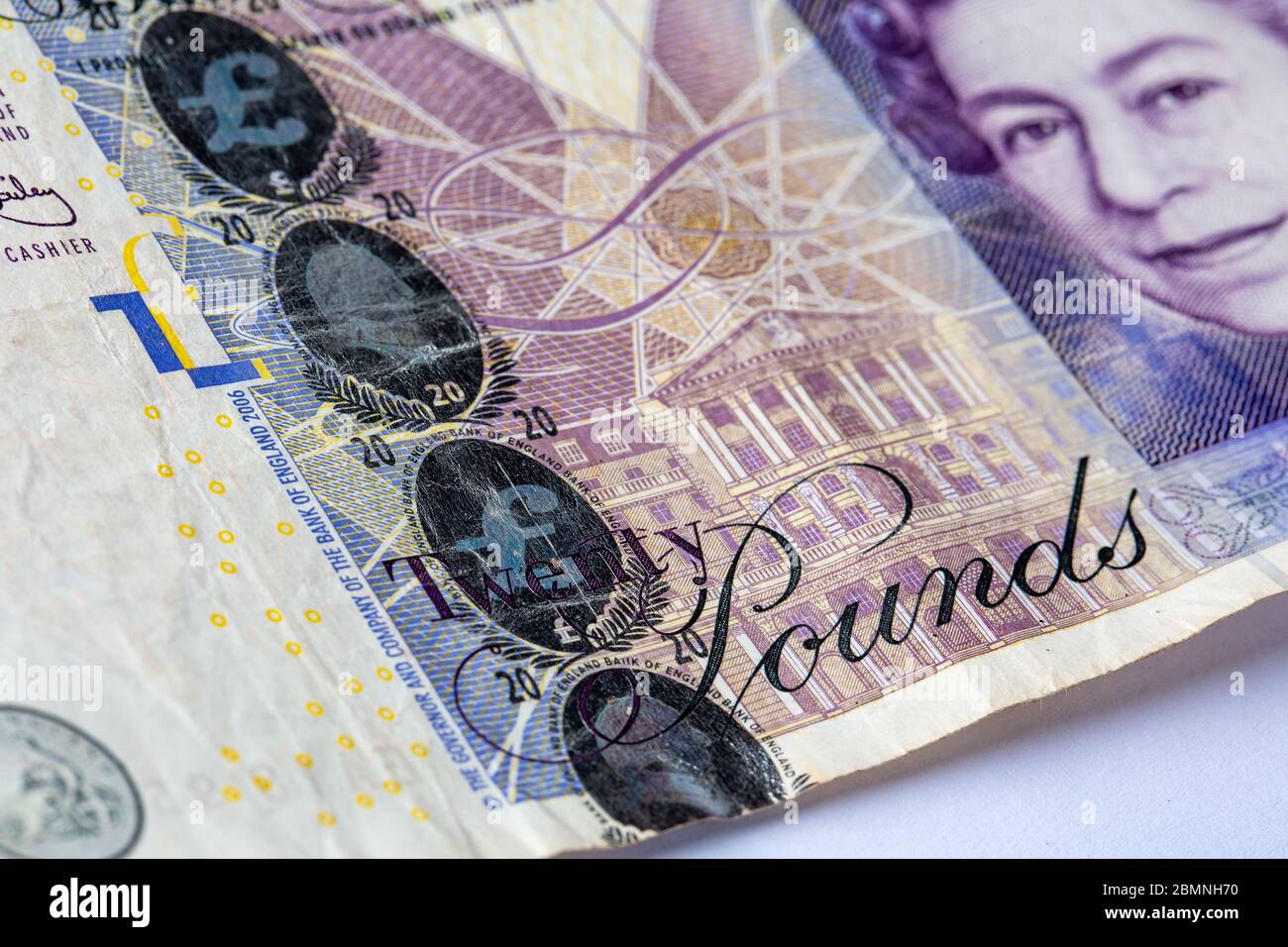 Twenty pound note close up, £20 Stock Photo - Alamy