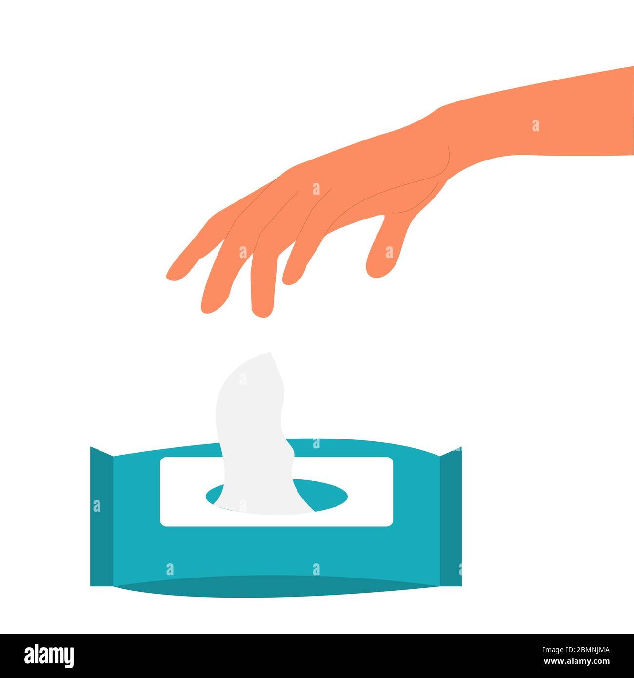 Vector illustration of a hand reaching for a wet wipes Stock Vector ...