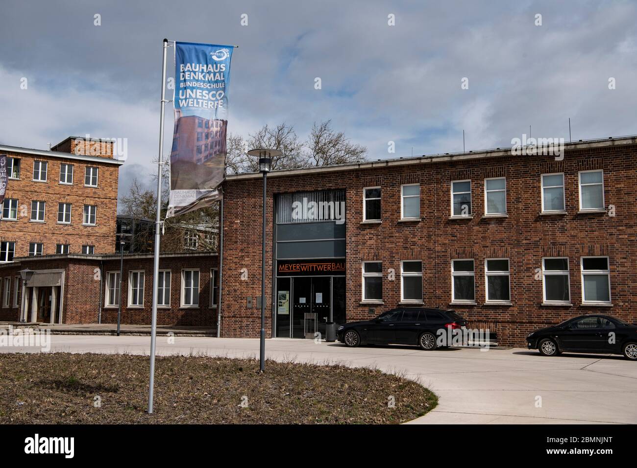 Bernau, Germany. 15th Apr, 2020. "Bauhaus Monument" is written on the ...