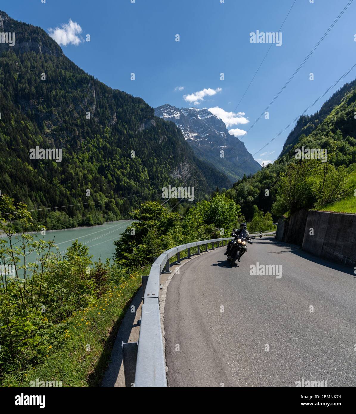 10 May 2020 - Vaettis , SG / Switzerland: a motorcycle rider enjoys a ...
