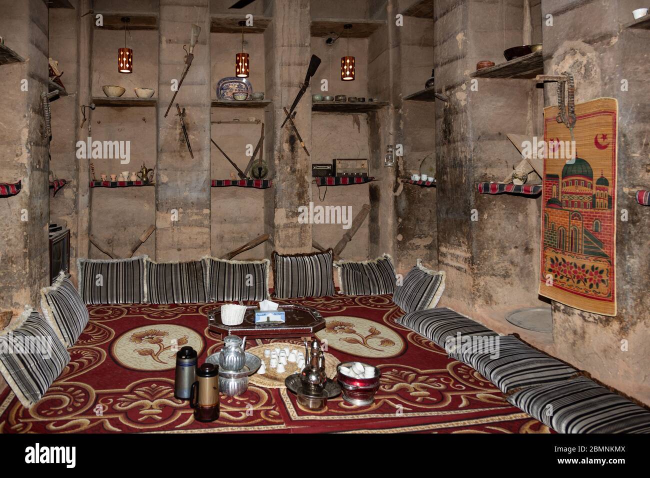 Coffee table in traditional Bait al Safah in Al Hamra in Oman Stock ...