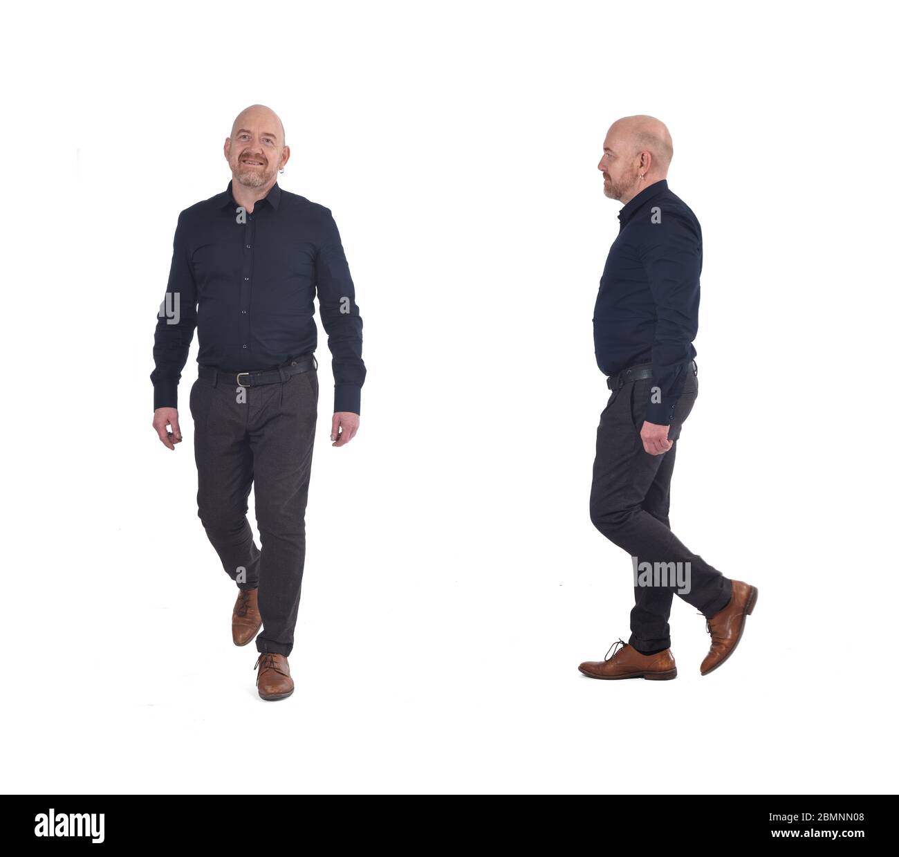 Front view walking middle aged Cut Out Stock Images & Pictures - Alamy