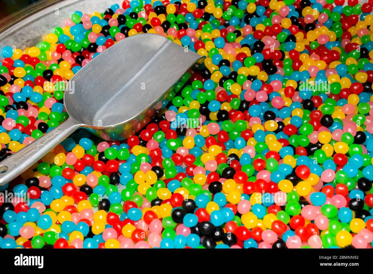 Many varied colorful candies for sale at the market. Kids and children ...