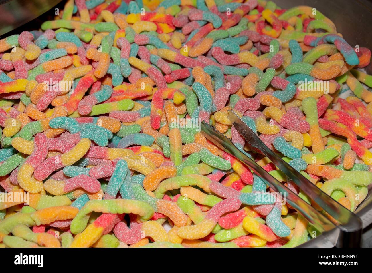 Many varied colorful candies for sale at the market. Kids and children ...