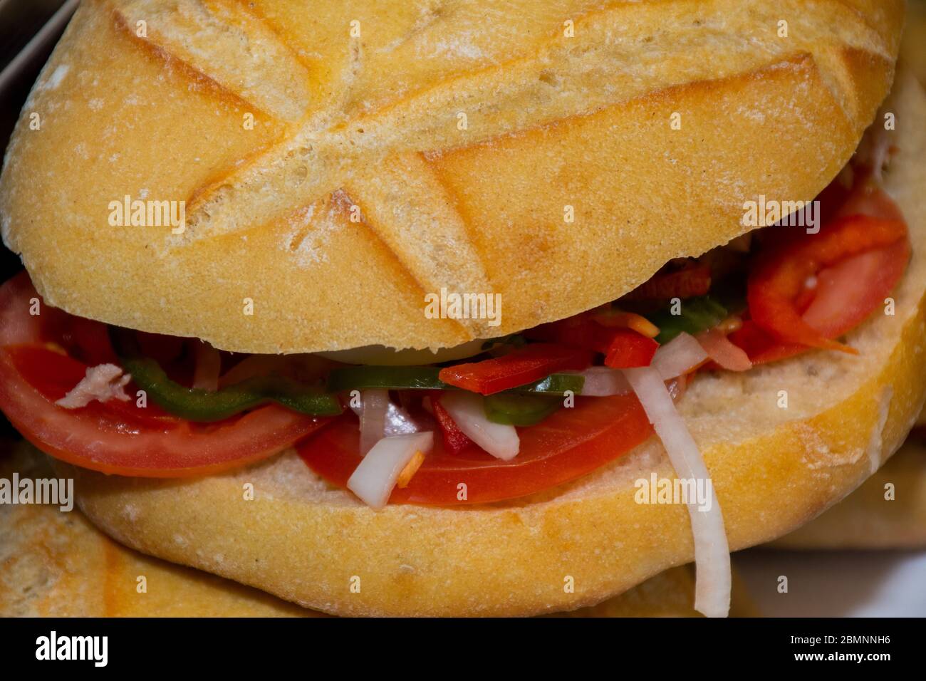 Tuna nicoise sandwich, also known as pan bagnat. The pan bagnat is a ...