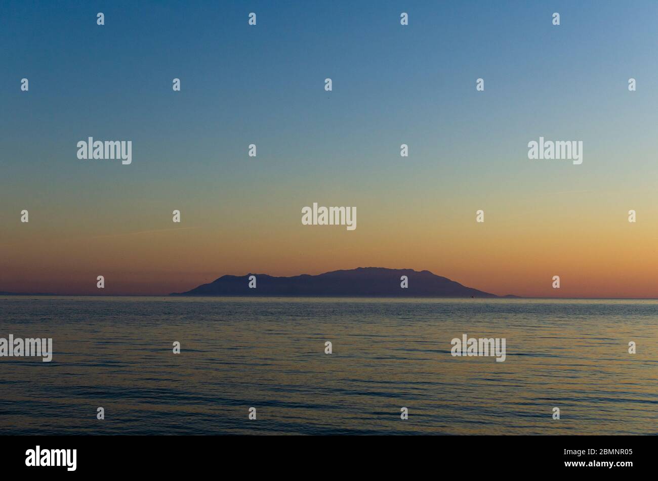 The island of Samothraki as seen from Alexandroupoli Evros Greece Stock ...