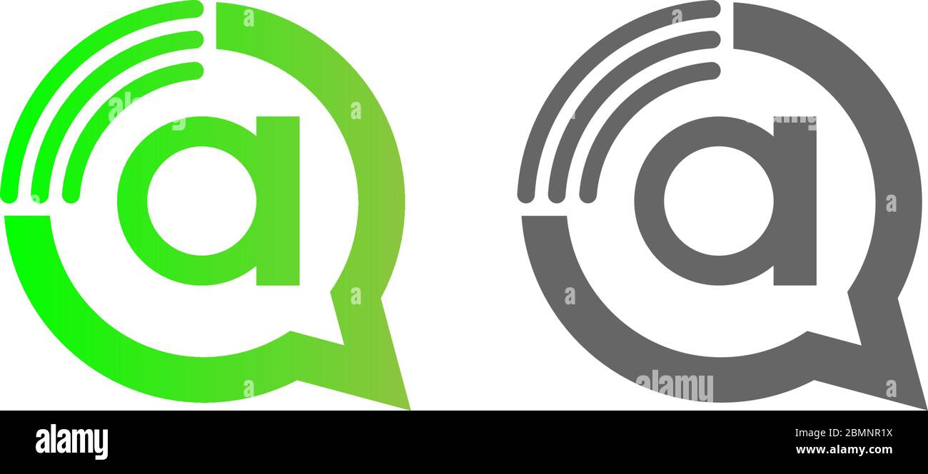 Letter A Wireless Internet in the chat bubble logo illustration Stock ...
