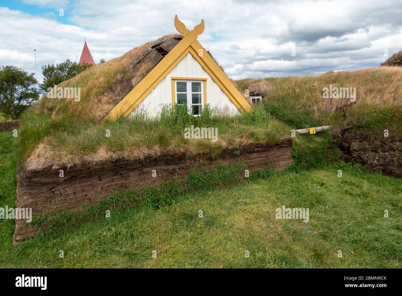 The main farm house buildings with turf walls and roofs,, Skagafjörður ...