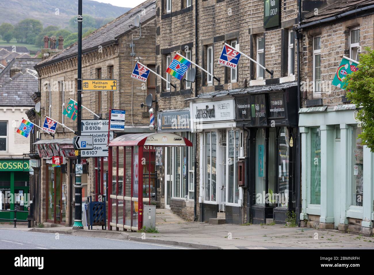 Meltham, UK - May 5 2020: Flags on display ahead of VE day 75th ...