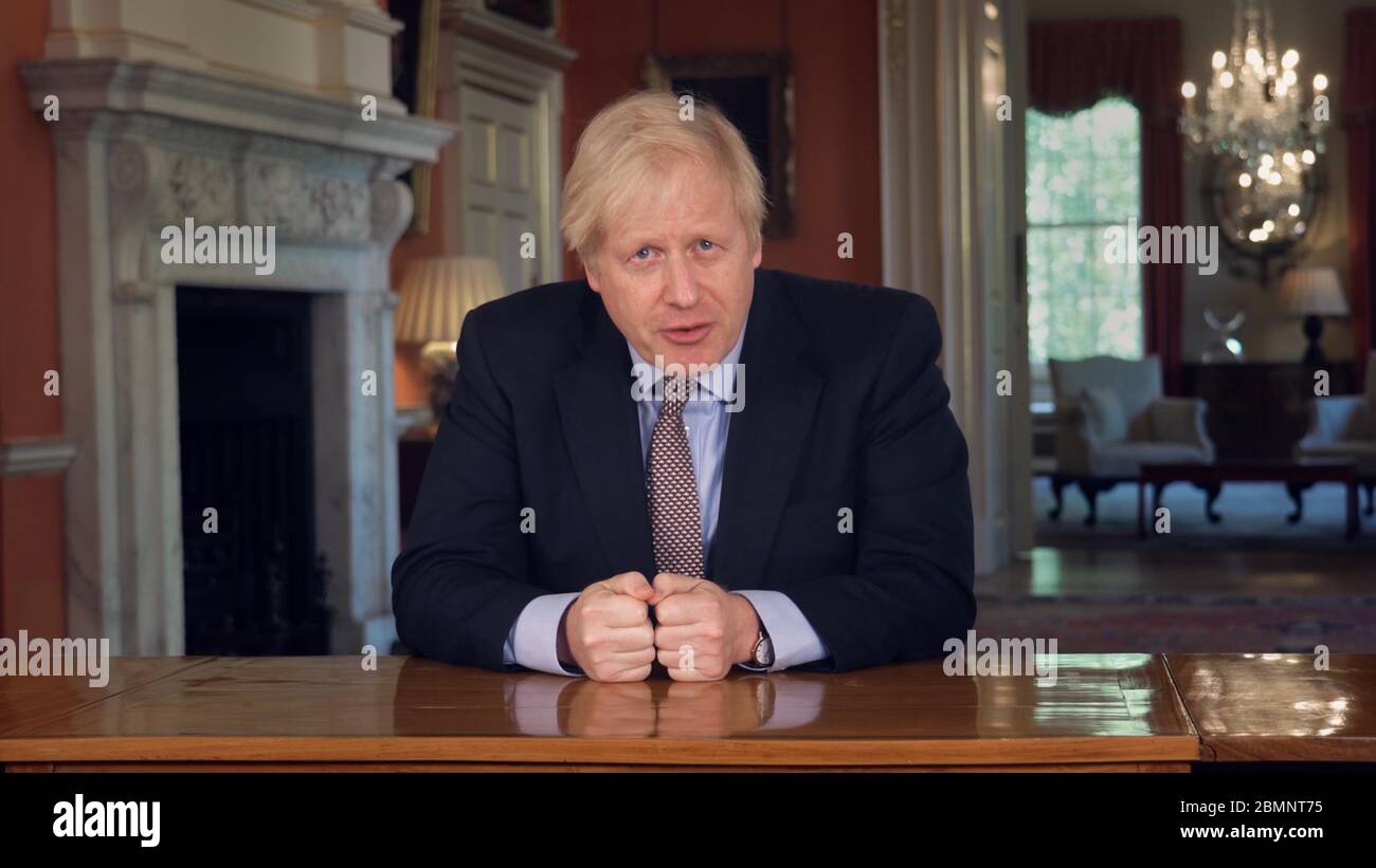 Screen grab of Prime Minister Boris Johnson addressing the nation about ...