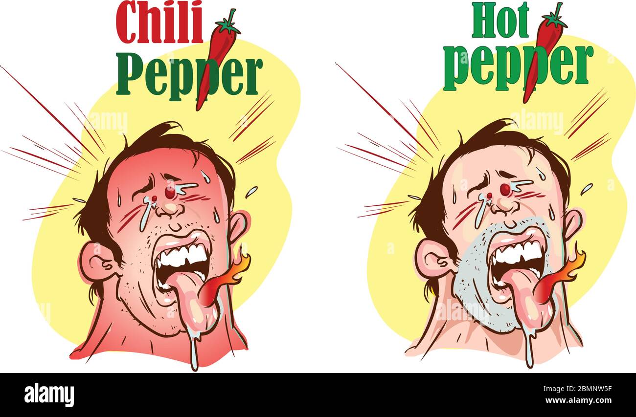 Illustration of a cartoon man eating a hot pepper Stock Vector Image ...