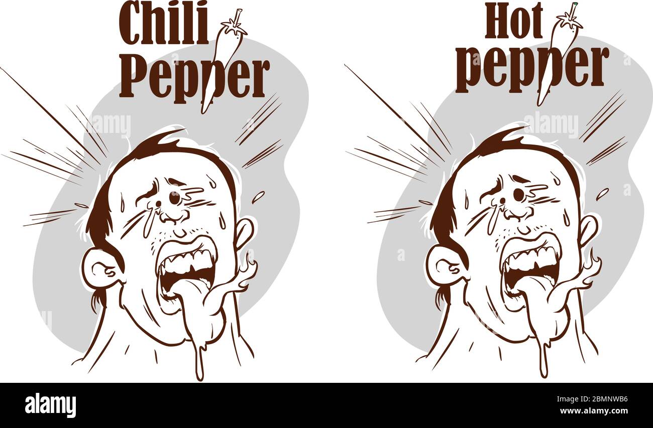 Illustration of a cartoon man eating a hot pepper Stock Vector Image ...