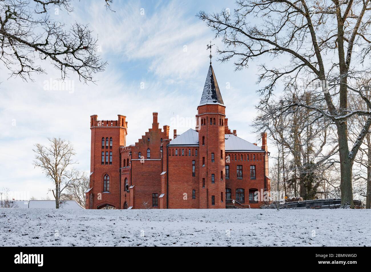Red brick Sangaste castle in Estonia inspired by Windsor Castle in ...