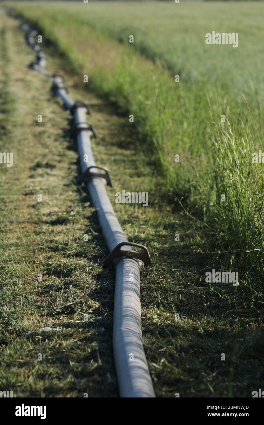 Water pipes on a field Stock Photo - Alamy