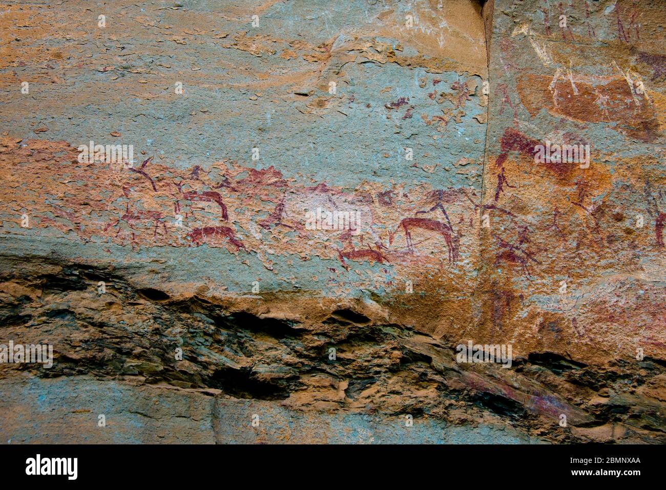 ancient san rock paintings in drakensberg mountains, kwazulu natal ...