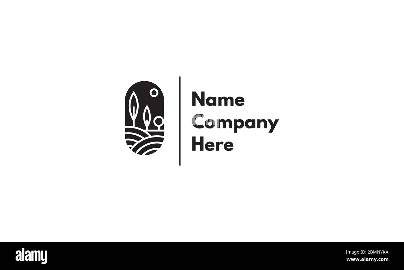 Vector logo on which an abstract image of meadows and trees Stock ...