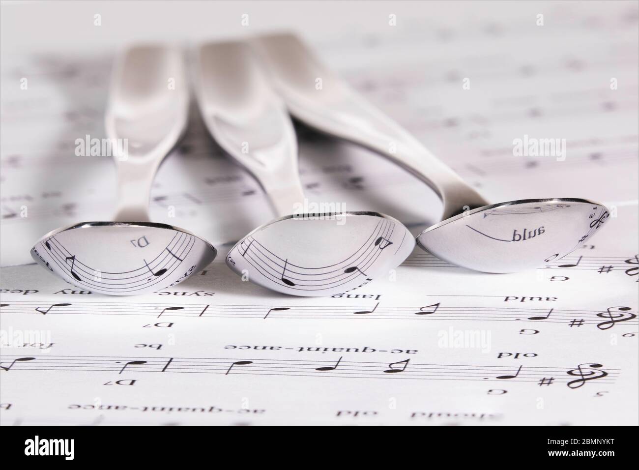 Three spoons sitting on some sheet music for Auld lang Syne Stock Photo ...
