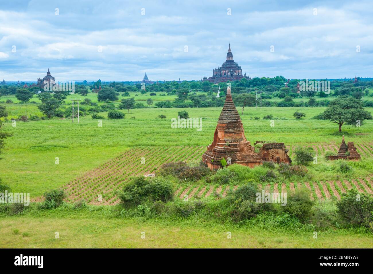 Myanmar Travel Images stupa dotted across rural landscape patterned by ...