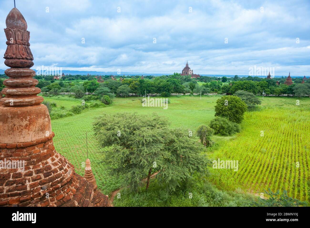 Myanmar Travel Images stupa dotted across rural landscape patterned by ...
