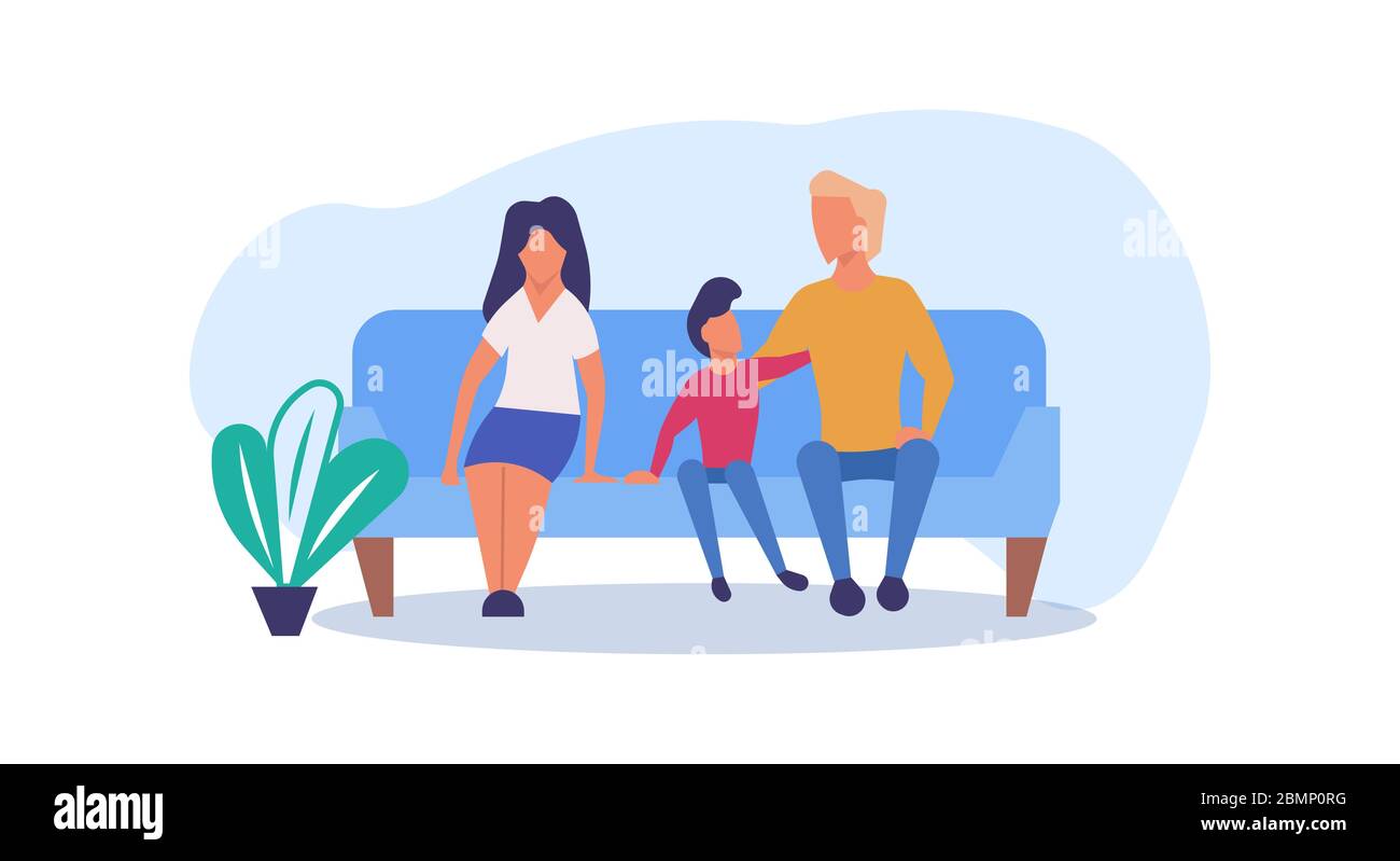 Family enjoying time together with child vector cartoon illustration ...