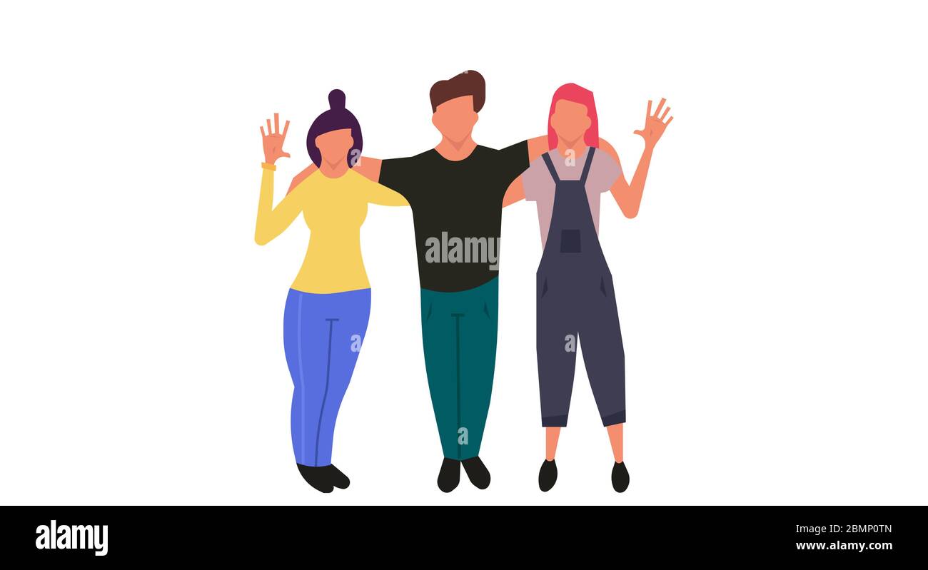 People welcoming greeting vector illustration. Happy man and woman ...