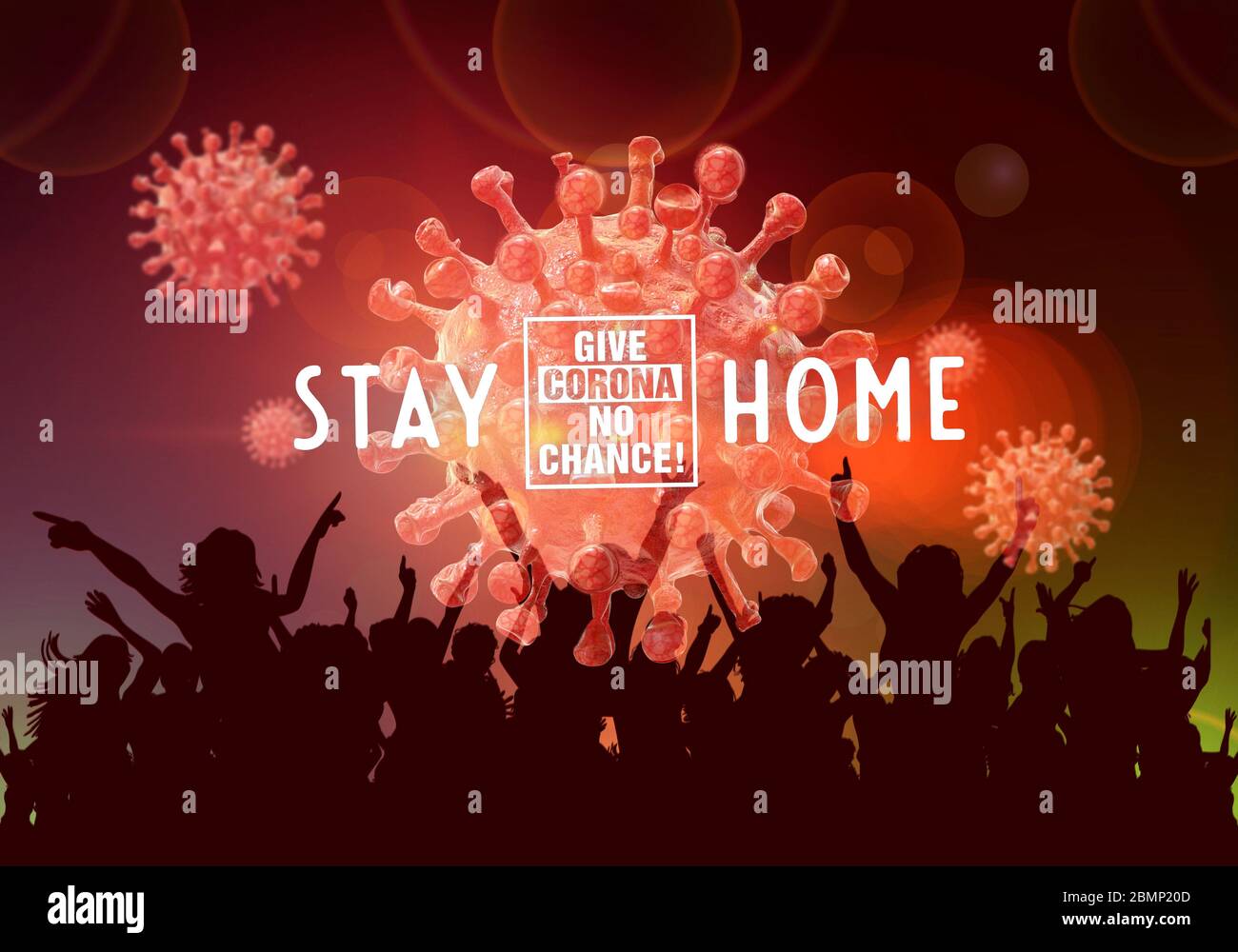 Abstract 3d rendering illustration of people celebrating a stay at home ...