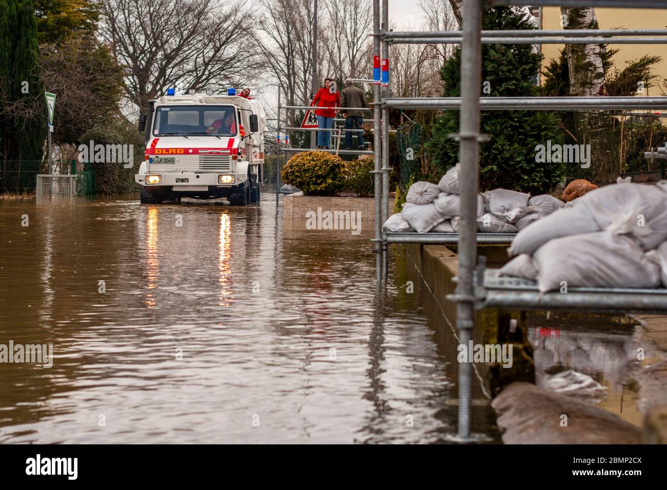 Rescue Vehicle in flooded Streets of Cologne Stock Photo - Alamy