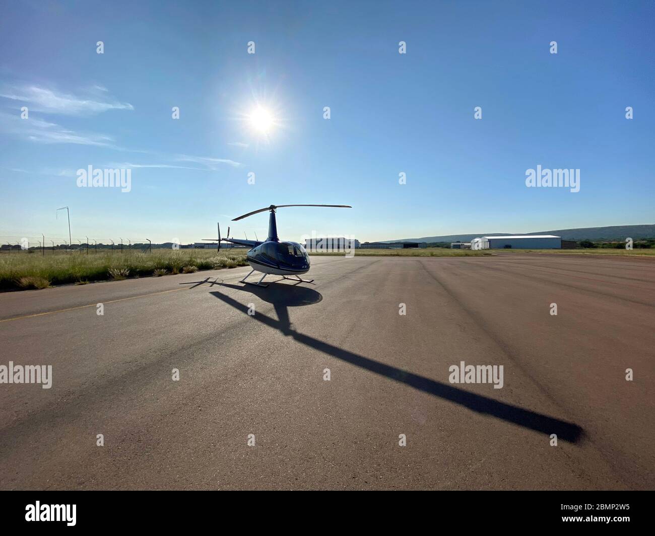 This helicopter is parked at the local airfield and must be refuelled ...