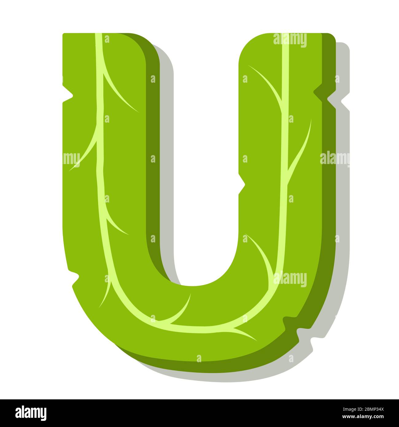 Letter U, green leaves summer vector alphabet. The simple logo of ...