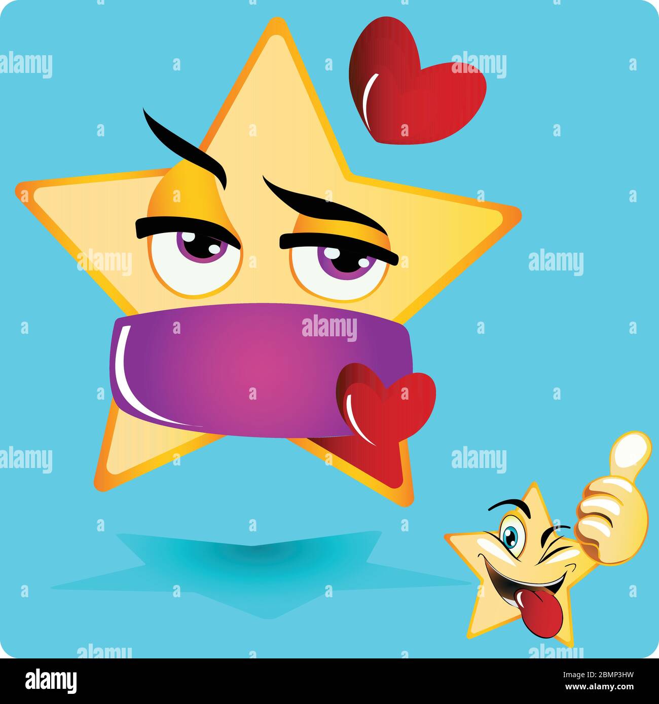 Illustration of Love and mouth mask Star emoji Gradient Style. Stock ...