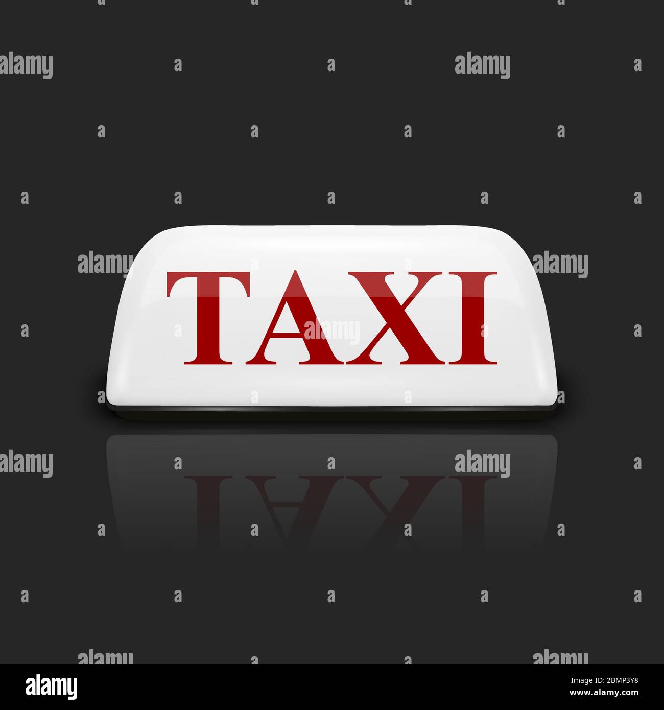 Vector 3d Realistic White with Red Letters French Taxi Sign Icon with ...